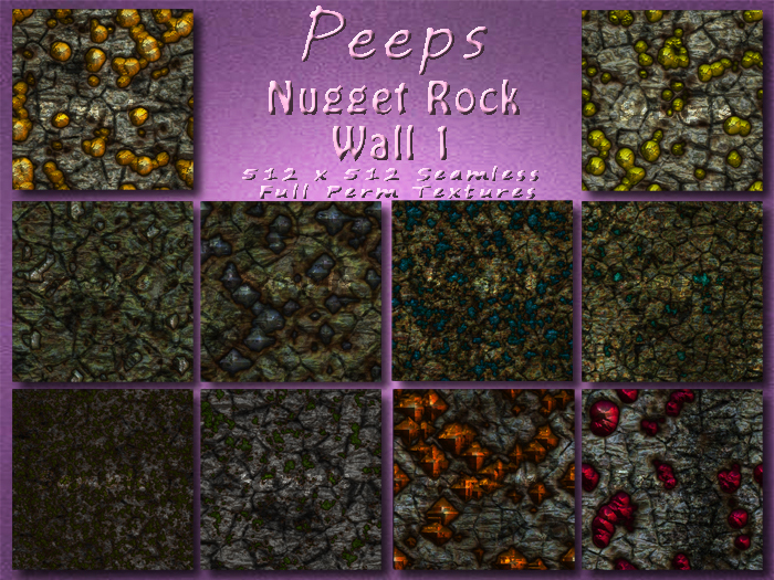 Second Life Marketplace - Peeps Textures Nugget Rock Wall 1